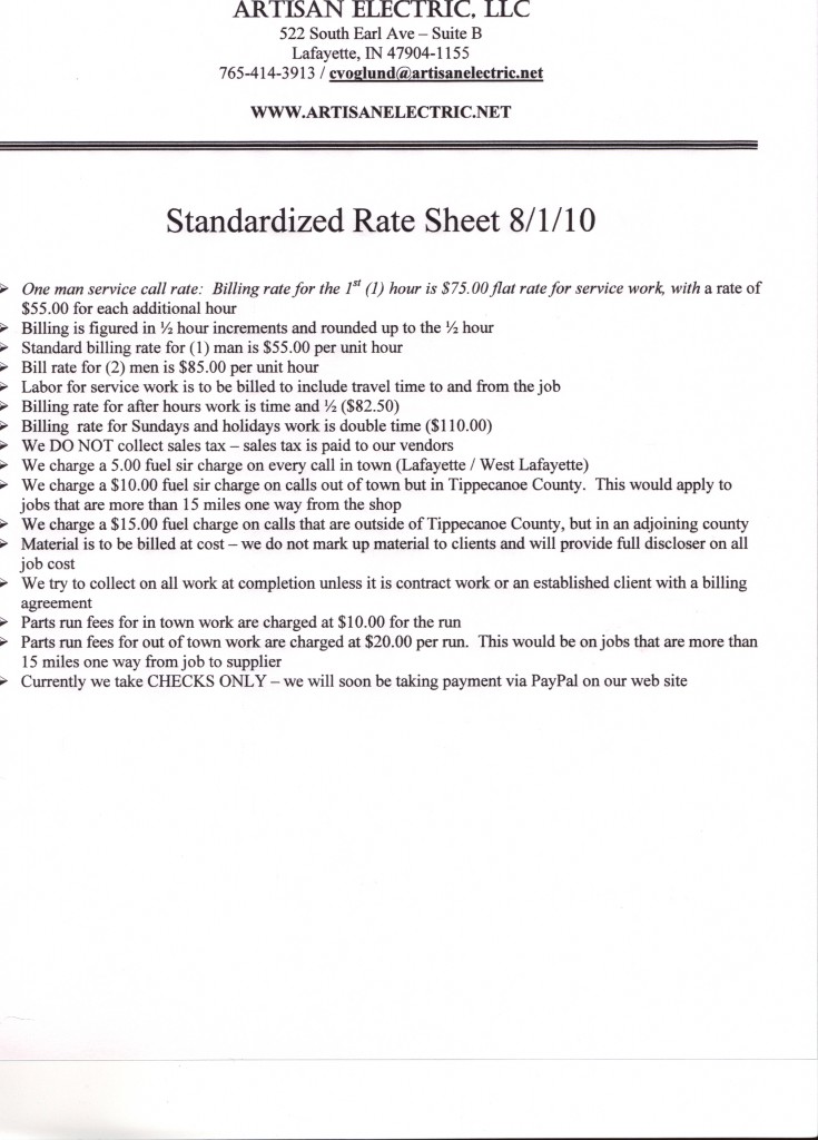 Tip of the Day: Protect yourself with a Standardized Rate Sheet ...